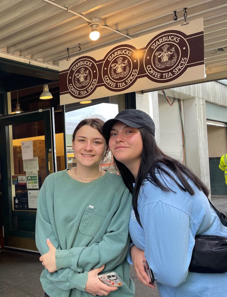 Ava and Sara at the original Starbucks June 2022 – Ava McGrath